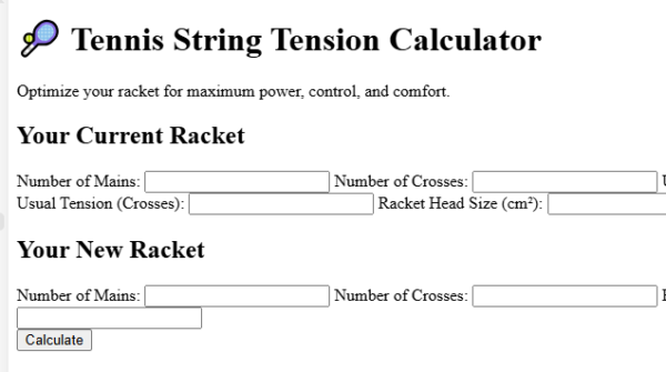 Tennis String Tension Calculator: Find Your Perfect Setup for Power and ...